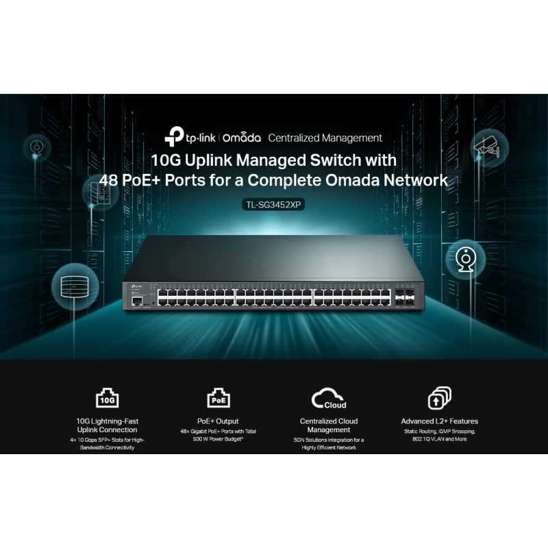 TL-SG3452XP TP-LINK JetStream L2+ Managed POE Switch 48-Port