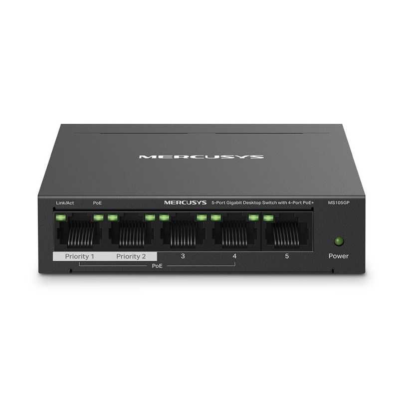 Mercusys MS105GP 5-Port Gigabit POE Switch 4-Port PoE+ 65W