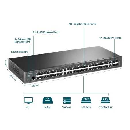 TL-SG3452X TP-LINK JetStream 48-Port Gigabit L2+ Managed Switch 4 SFP+