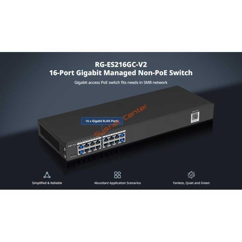 RG-ES216GC-V2 Reyee Cloud Managed Smart Switch 16 Port Gbps