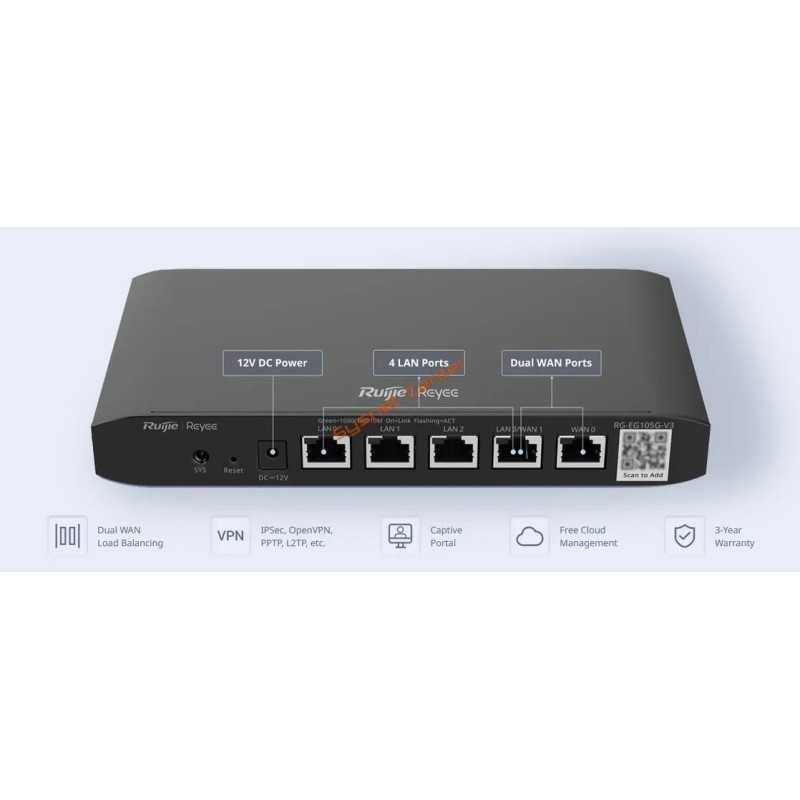 Reyee RG-EG105G-V3 Cloud Managed Router 2 Wan, Ruijie Cloud
