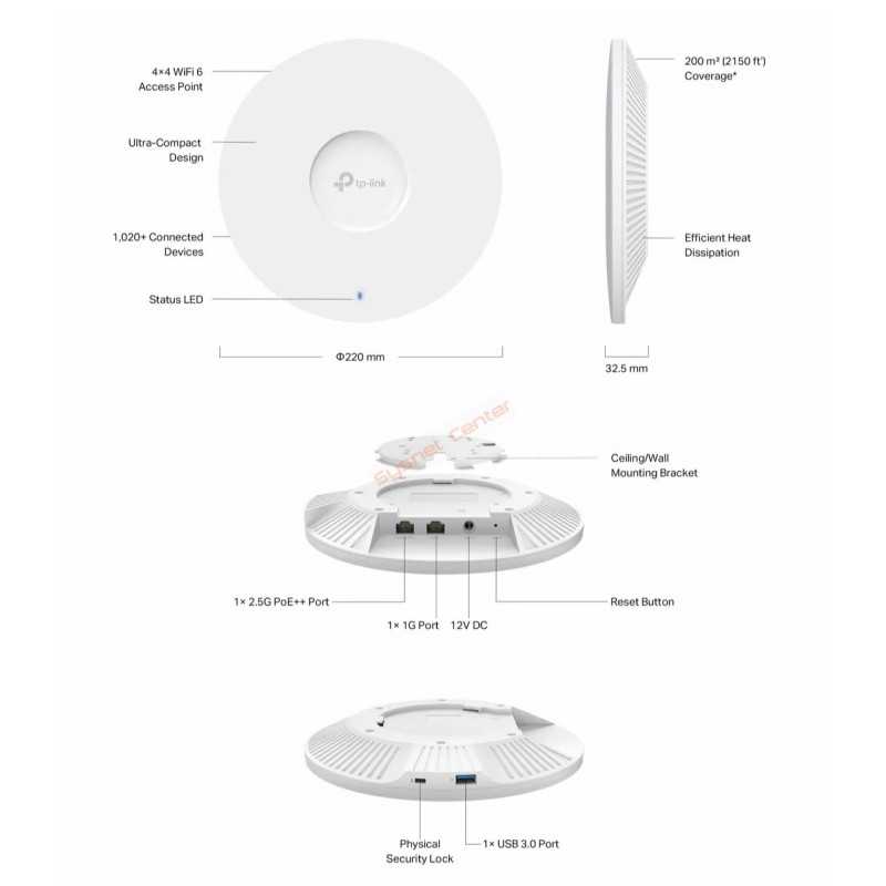 AP9665 TP-LINK AX3600 Ceiling Mount WiFi 6 Access Point