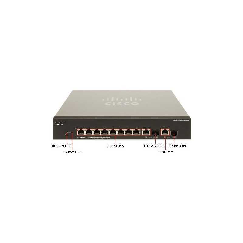 Cisco SG300-10 (SRW2008) L3-Managed Switch 8 Port Gigabit, 2-Port S...