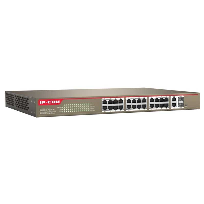 IP-COM S3300-26-PWR-M PoE Switch 24 Port 100Mbps 2 Combo SFP POE 370W