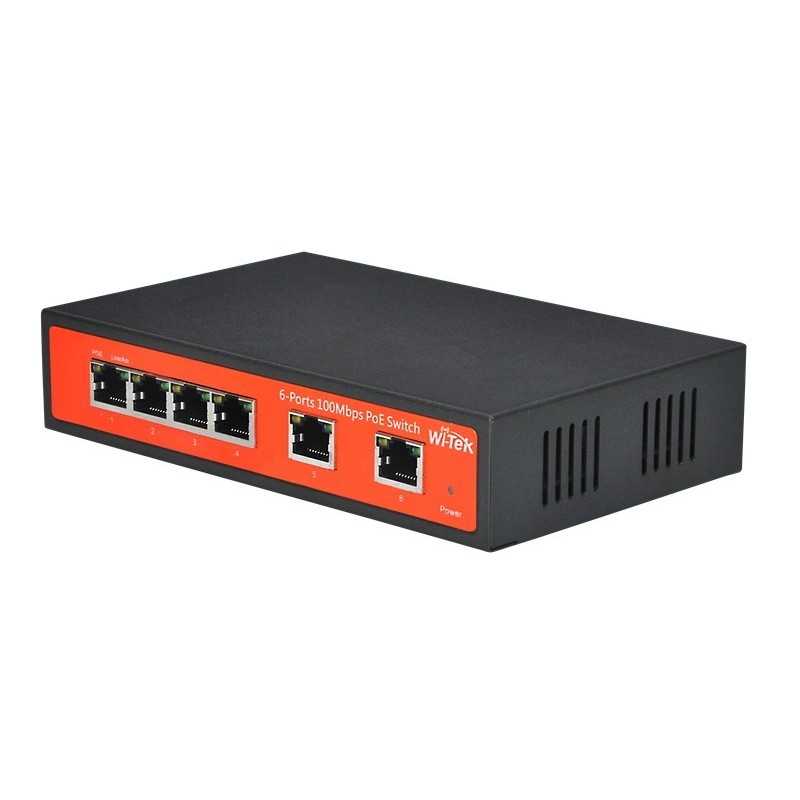 Wi-Tek WI-PS106 POE Switch 6 Port 100Mbps, 4 Port POE 802.3af/at 2 ...