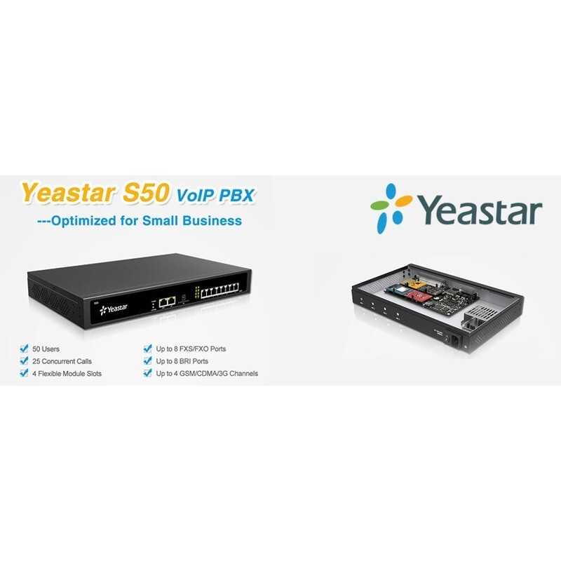 Yeastar S50 VoIP IP-PBX 50 users 25 Concurrent Calls รองรับ 4 Module
