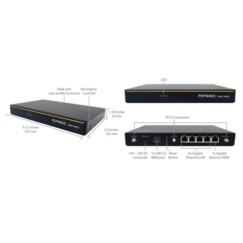 Pepwave Surf SOHO SUS-SOHO-T VPN Router 3G/4G LTE, Wireless AC, PEPVPN